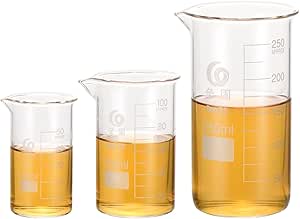 Amazon.com: PATIKIL 50/100/250ml Tall Glass Beaker, 3Pcs 3.3 Borosilicate Glass Beakers ...