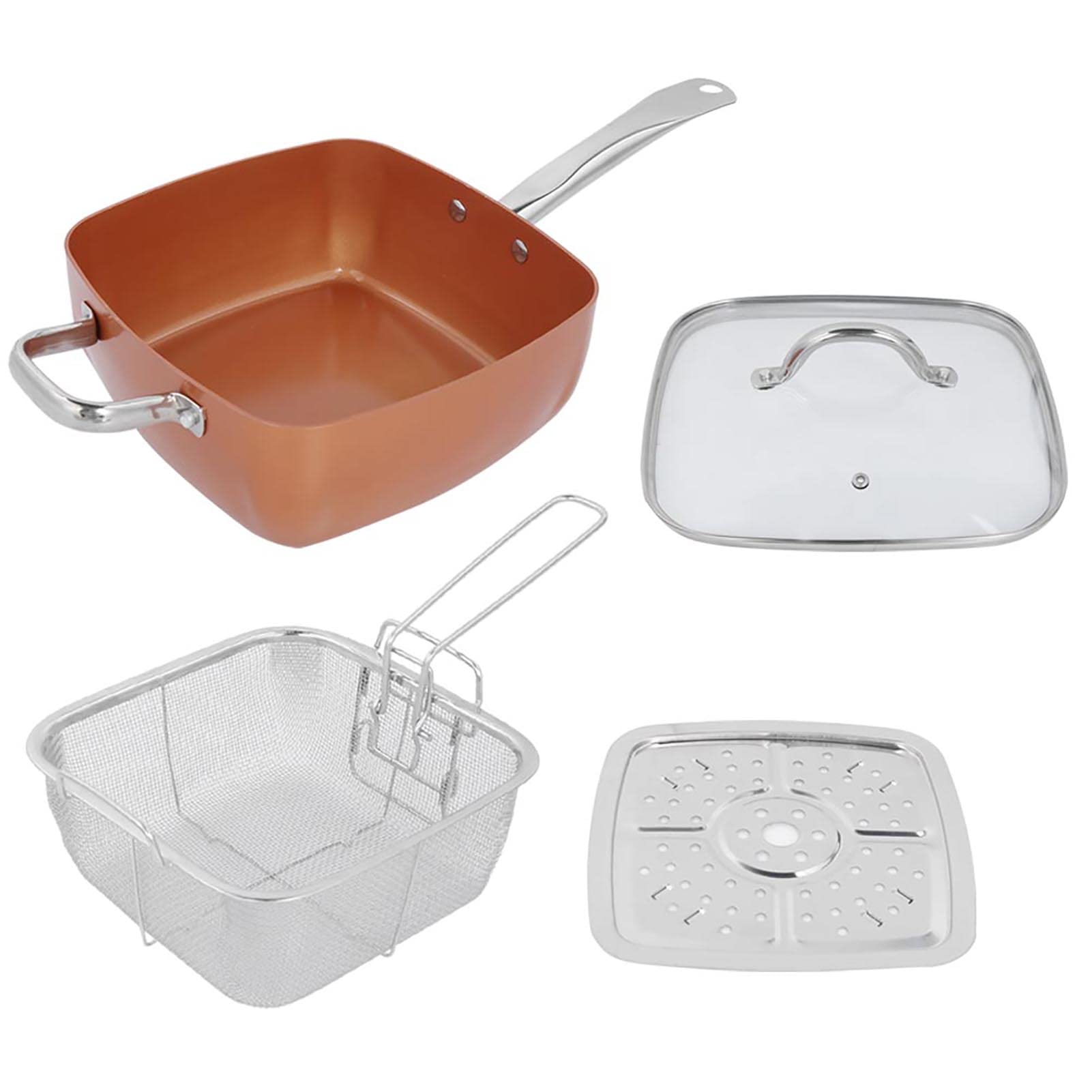 Amazon.com: Topyond 4pcs Kitchen Deep Frying Pan Set,Stainless Nonstick ...