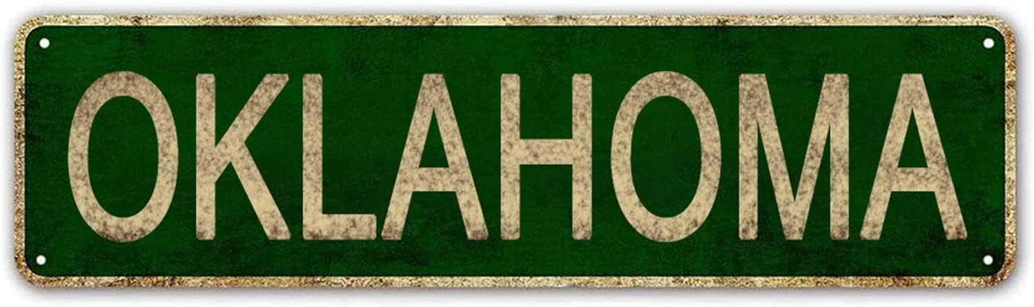 Amazon.com: Oklahoma Sign, America State Name Vintage Metal Tin Sign ...