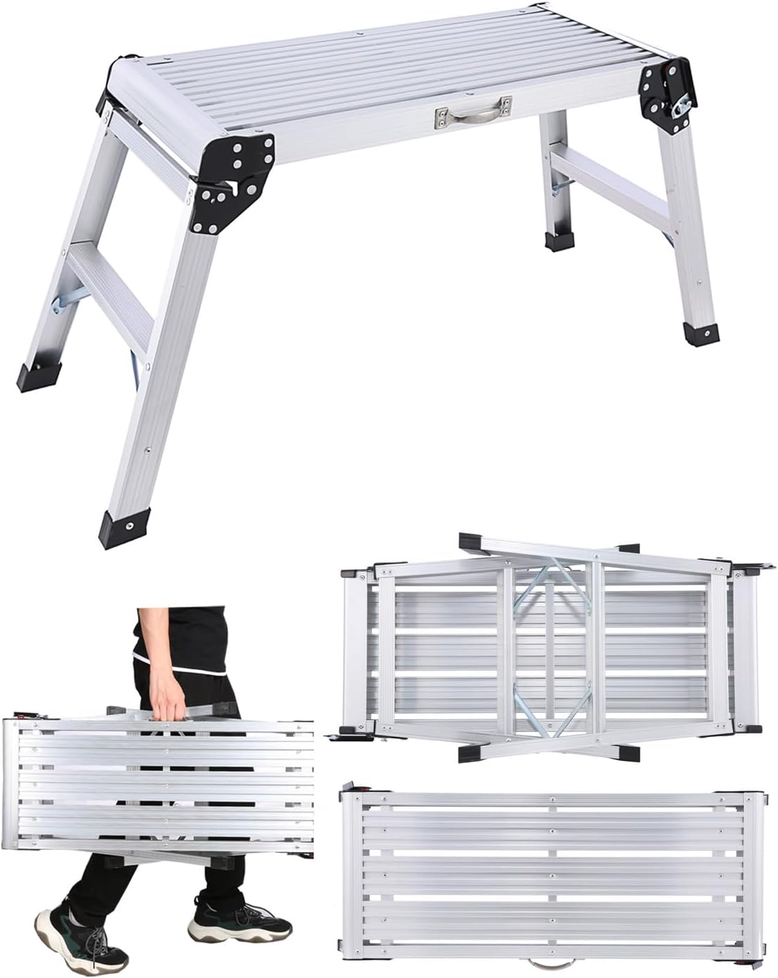 Whubefy Folding Work Platform Large 30 inch Heavy Duty Aluminum Step ...
