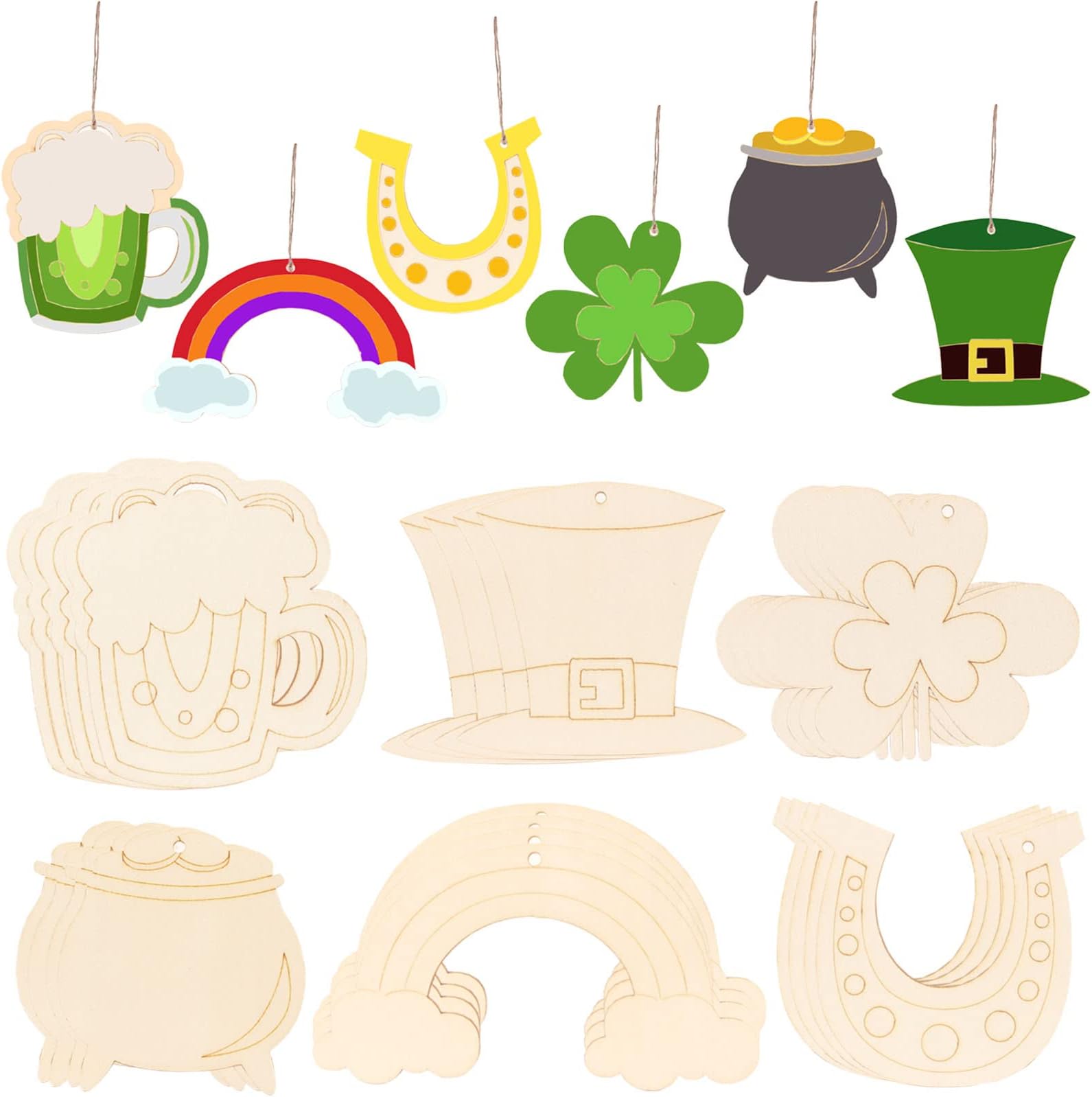Amazon.com: 24 Pieces St Patrick’s Decorations Unfinished Wooden ...
