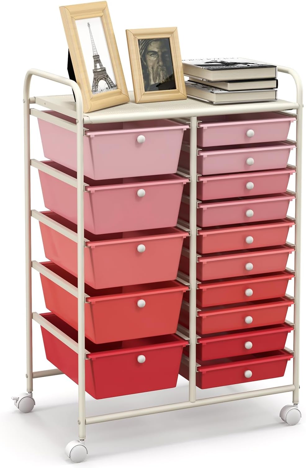 Amazon.com: COSTWAY 15 Drawer Rolling Storage Cart, Multipurpose Mobile ...