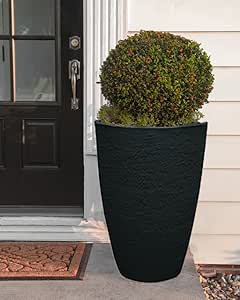Amazon.com : Yardzooks Modern Conic Planter Black 30 Inch Plant Pot ...