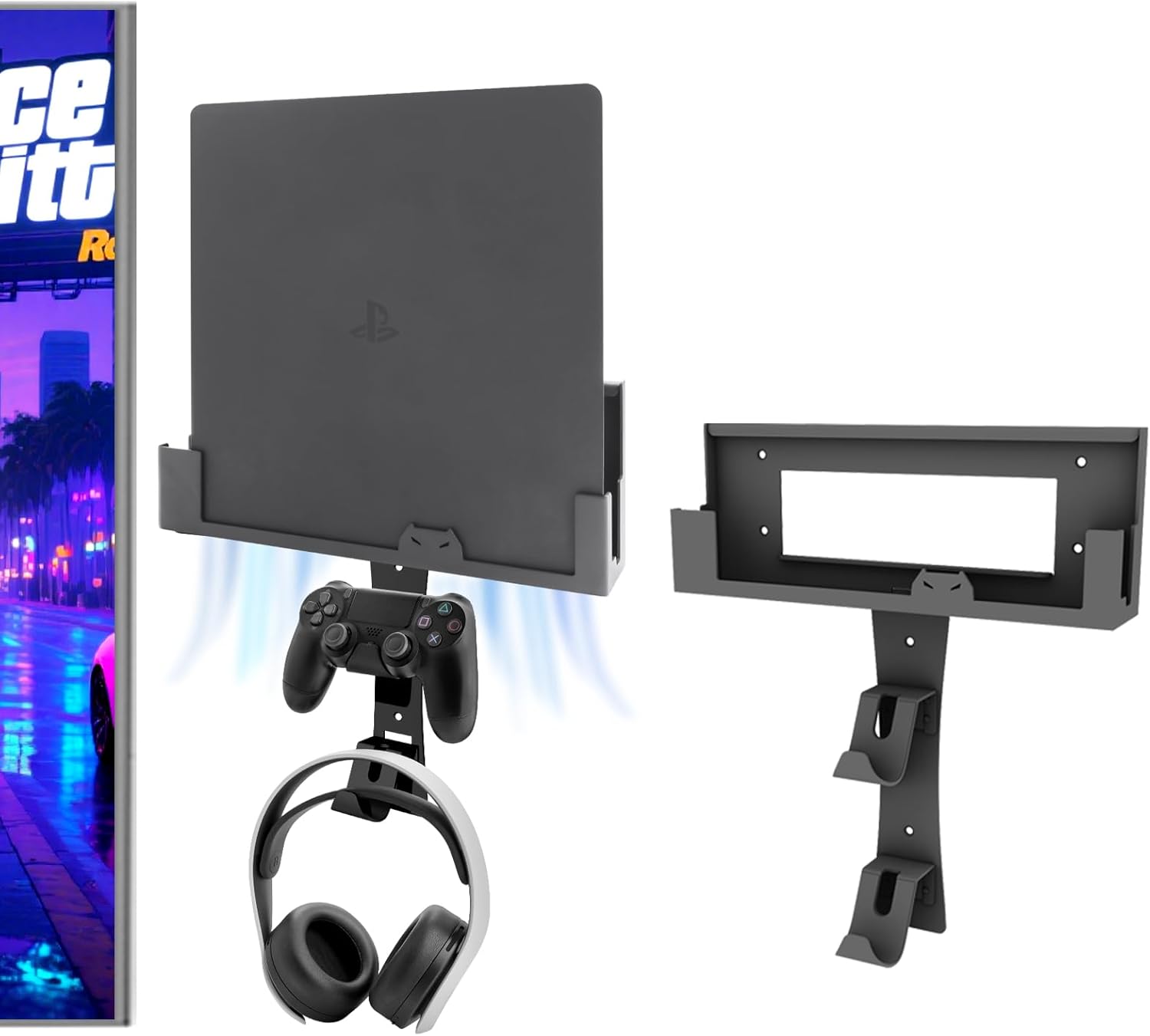 Amazon.com: BracNova Wall Mount for PS4 Slim with 2 Detachable ...