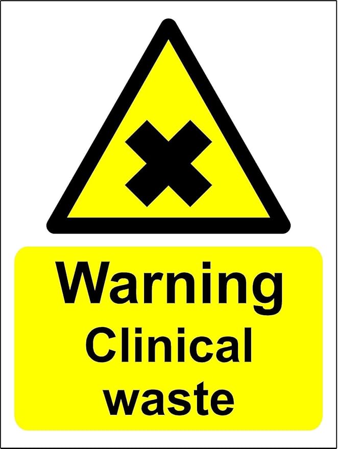 Clinical waste - Warning safety sign - Self adhesive sticker 400mm x ...