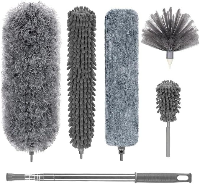 Microfiber Feather Duster Bendable & Extendable Fan Cleaning Duster ...