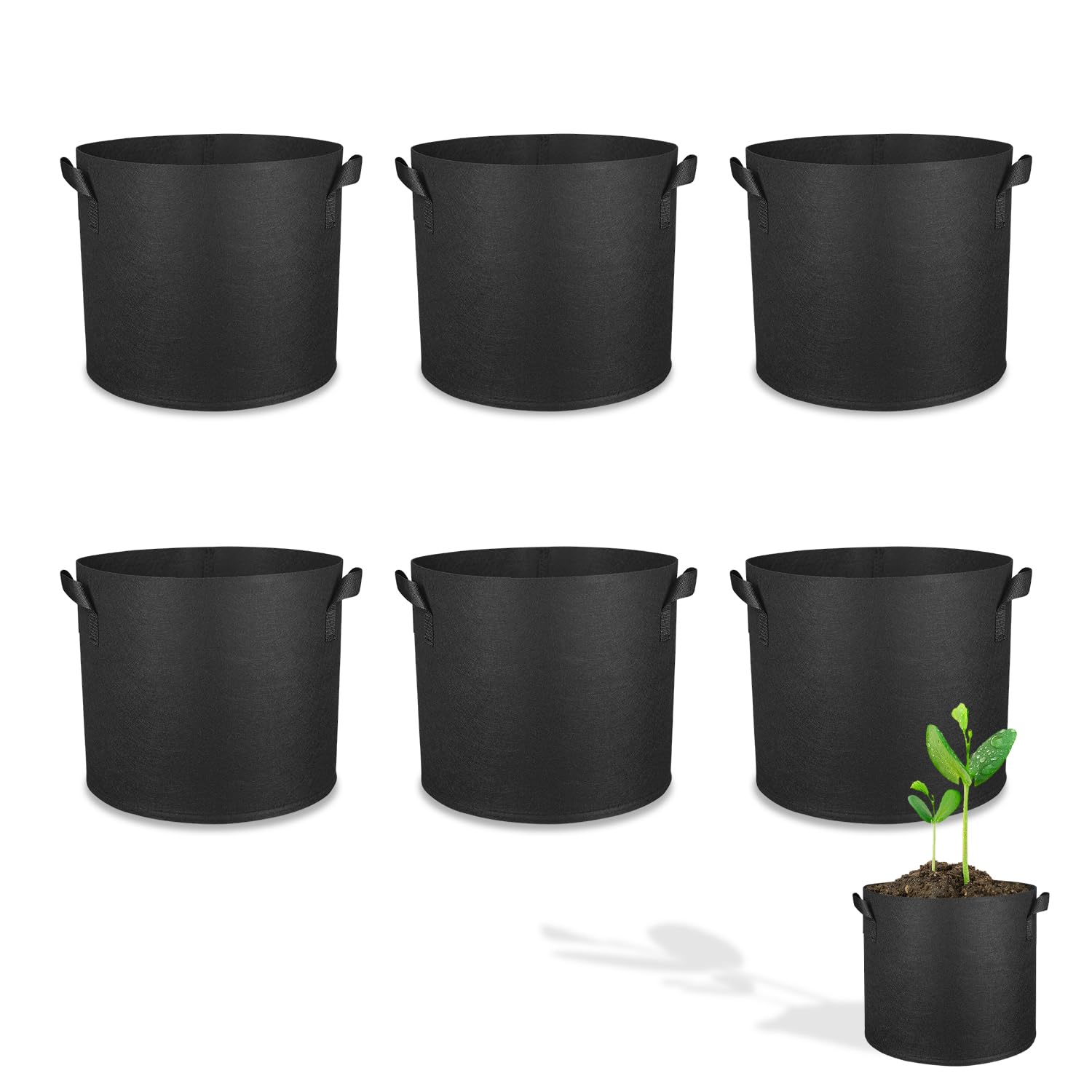 Kapokr Pack of 6 Plant Bags 3 Gallon Fabric Pot 11 L Fabric Pots Made ...