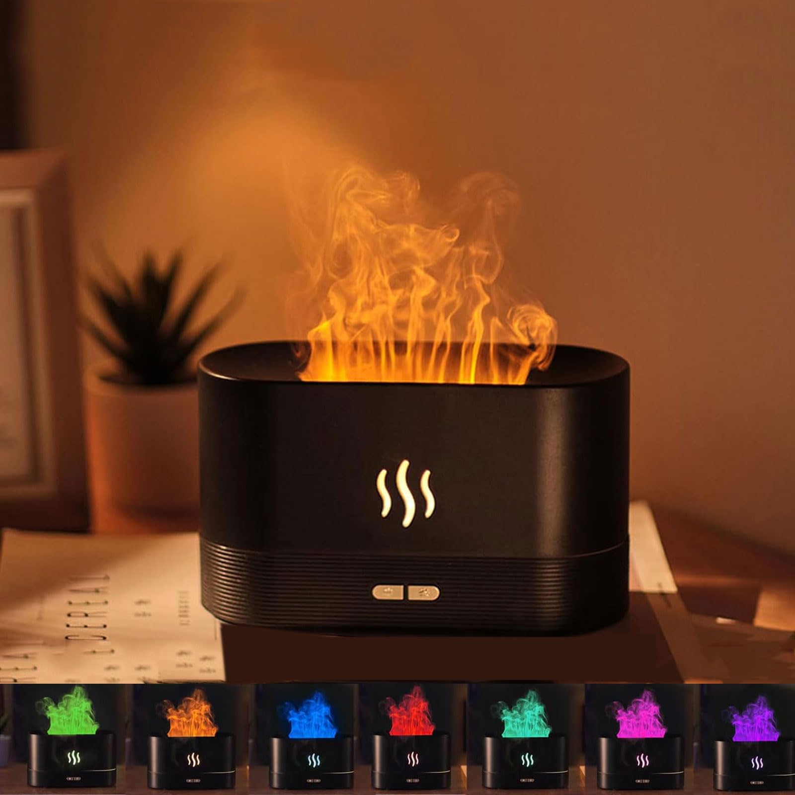 YuuFaa Colorful Flame Air Aroma Diffuser Humidifier, 180ml USB ...
