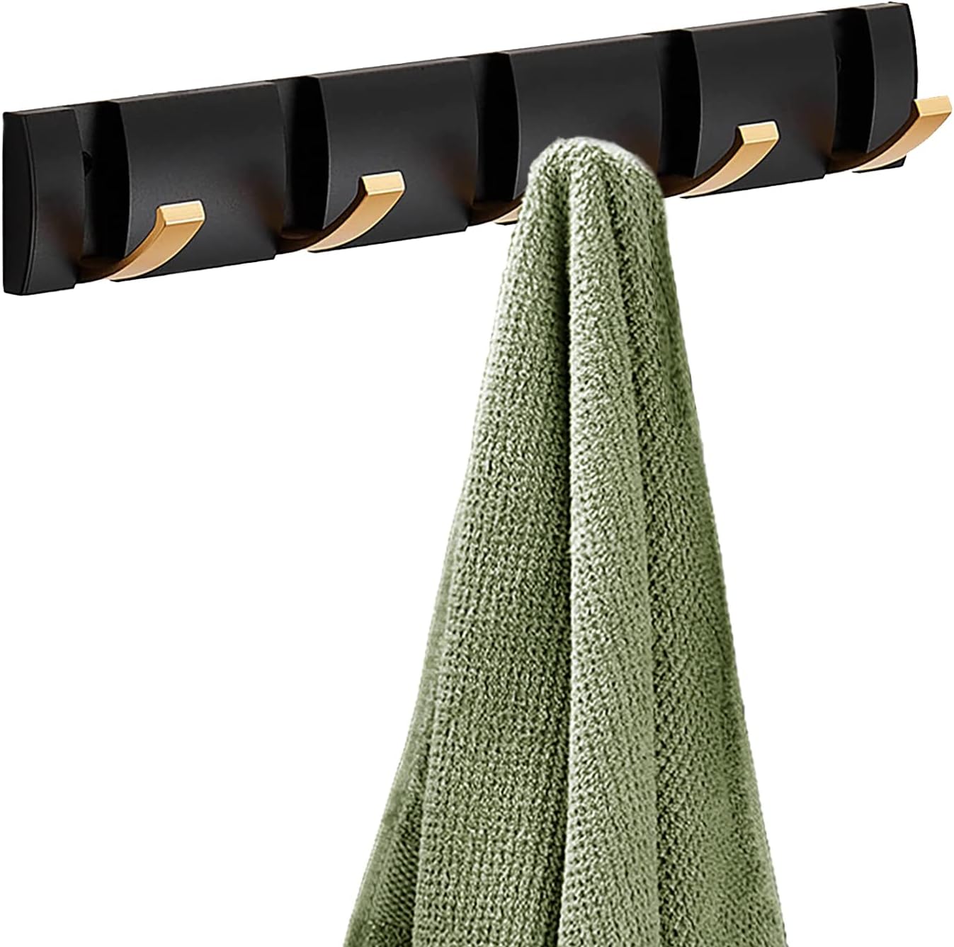 Coat Rack Wall Mounted with 5 Retractable Hooks, Heavy Duty Aluminum ...