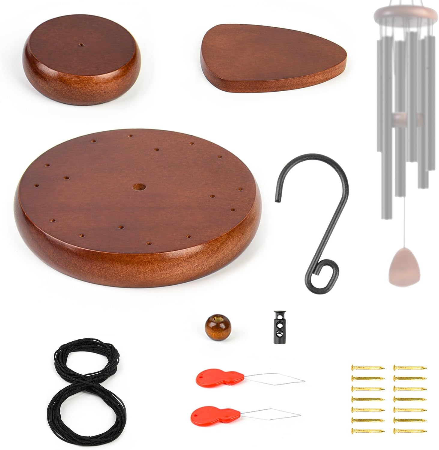 CELSOL Wind Chime Parts Kit, 24 PCS Complete DIY Set with Hooks, Round ...