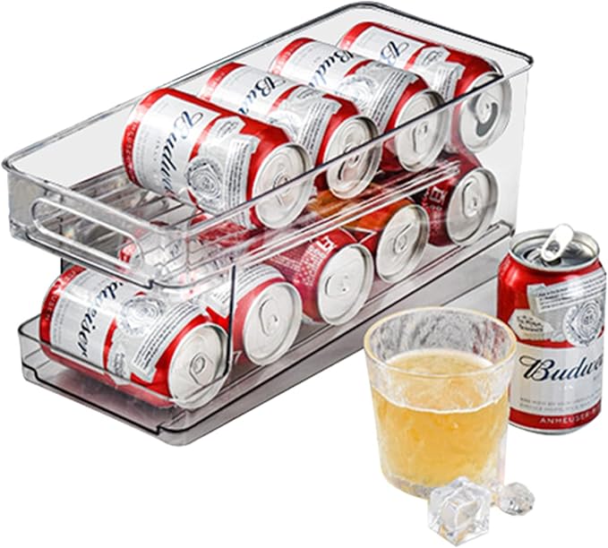 Amazon.com: Refrigerator Drink Can Holder Storage Bin Organizer Can ...