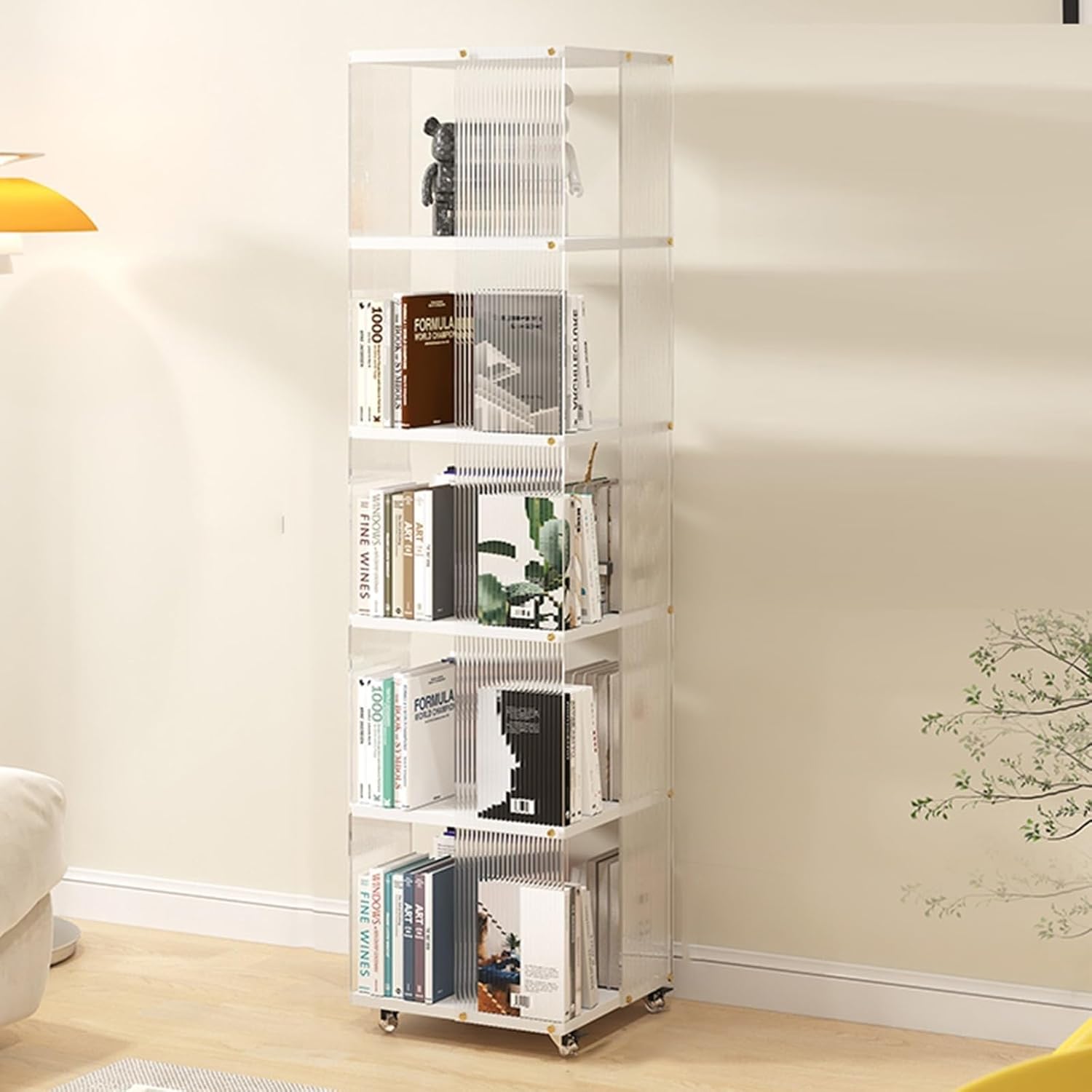 Amazon.com: Magazine Rack, Transparent Bookshelf, Acrylic Rotating ...