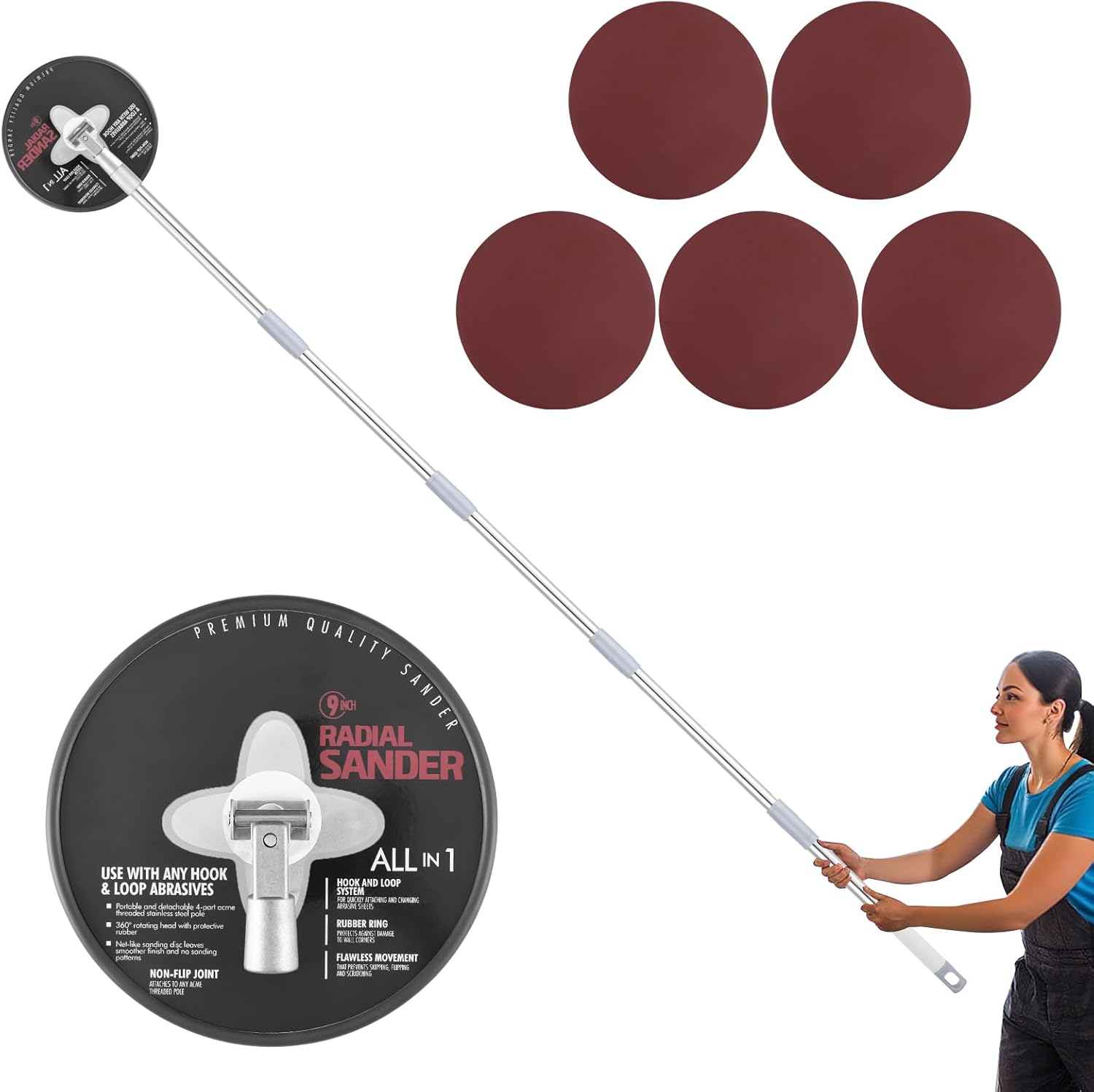 Pole Sander For Drywall, Sanding Pole – 49-93 Inch Manual Hand Drywall ...