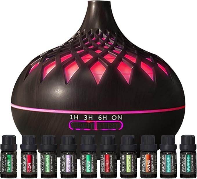 Aromatherapy Diffuser & Essential Oil Set - Ultrasonic Diffuser & Top ...