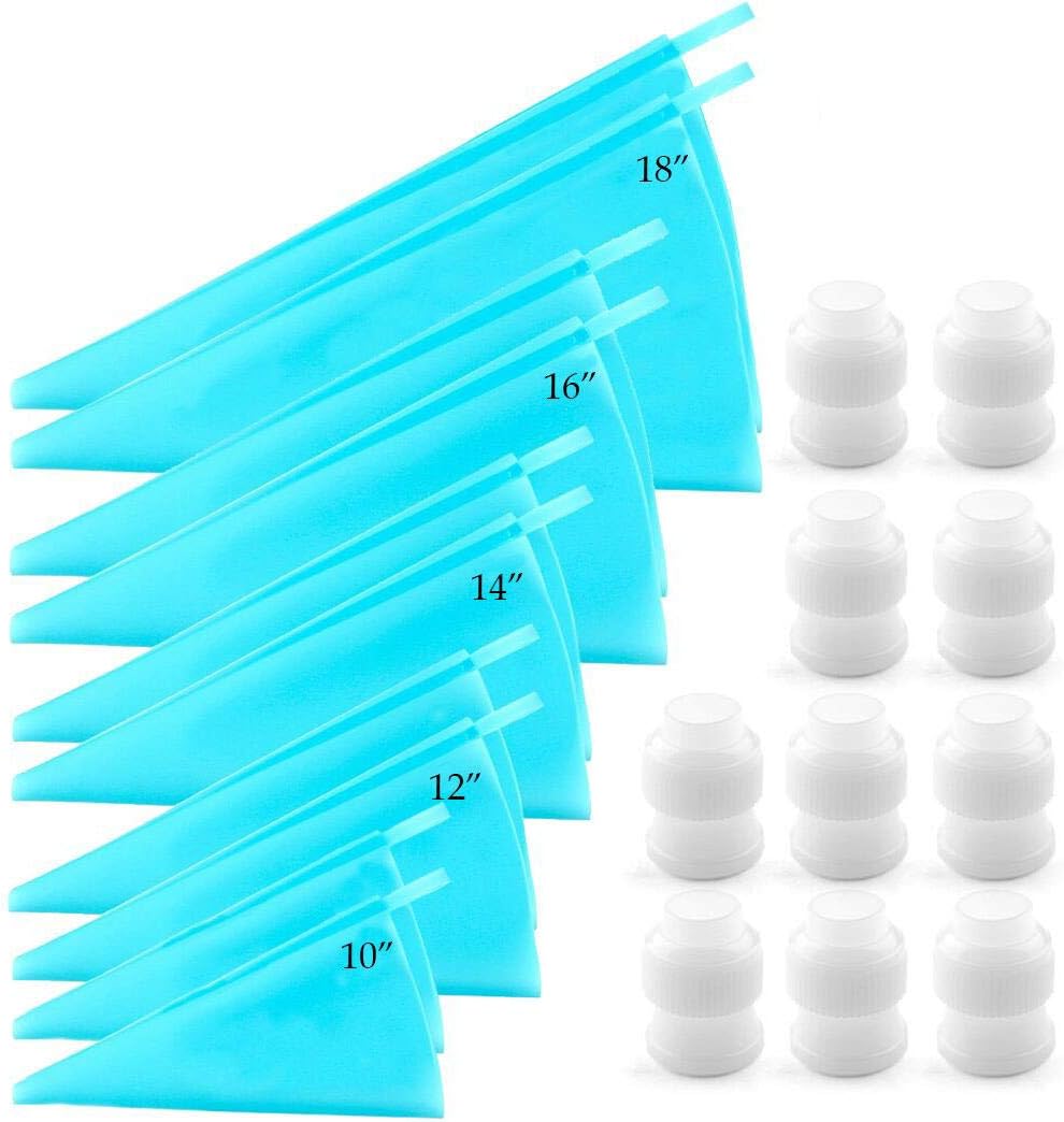 Amazon.com: 20Pcs Silicone Pastry Bags and Coupler Set, 5 Sizes ...