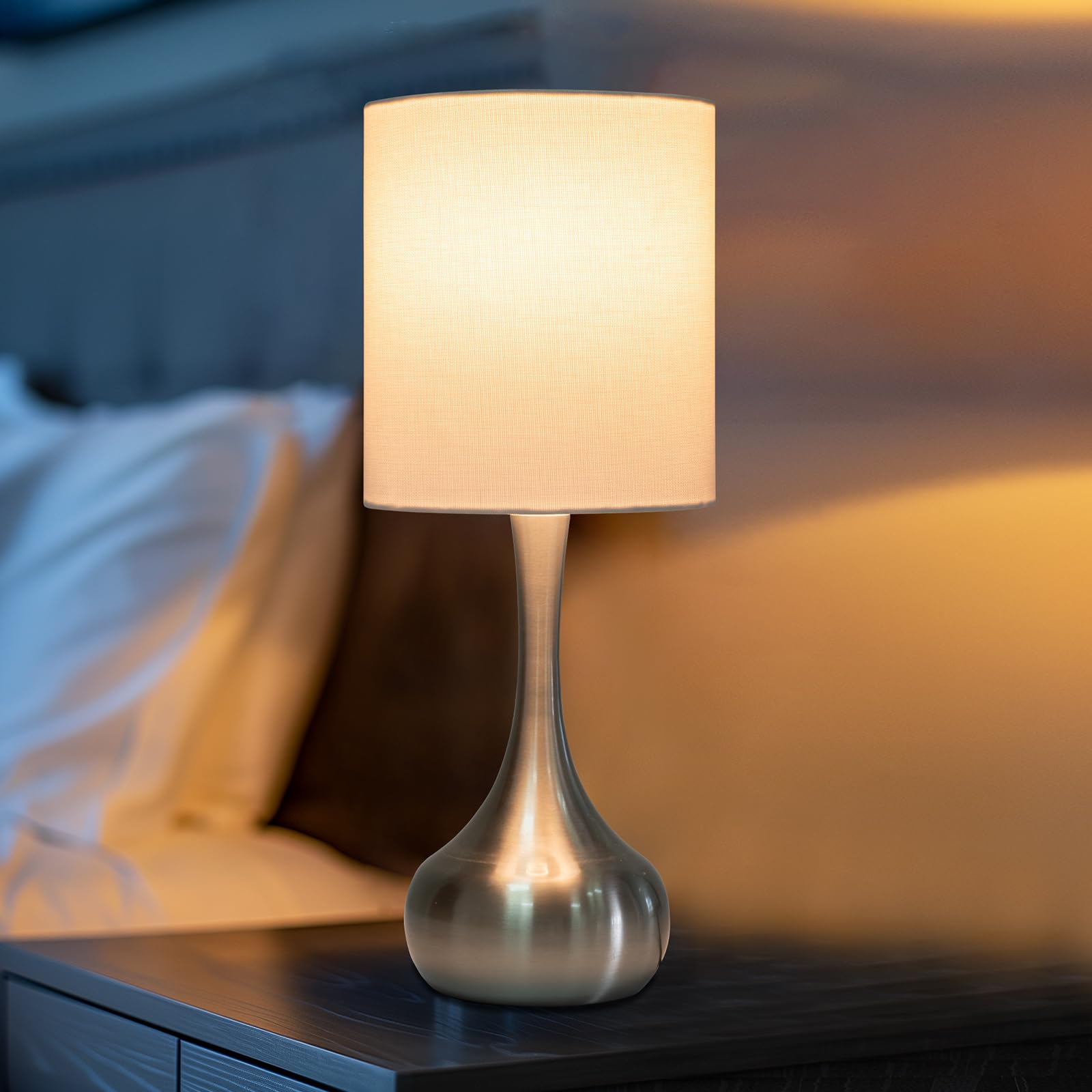 Touch Lamps for Nightstand, Gold Bedside Lamp Touch Control for Bedroom ...