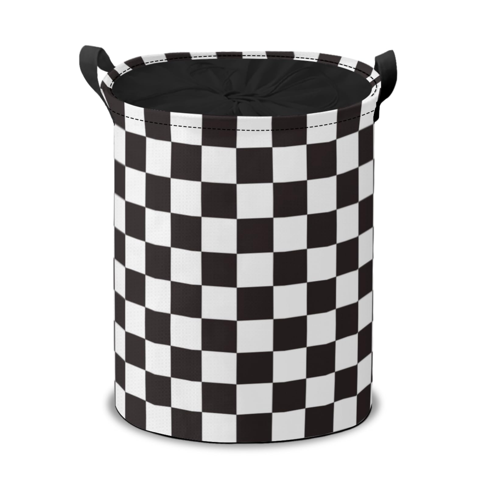 Amazon.com: Black White Checkered Laundry Hamper Basket,Classic Black ...