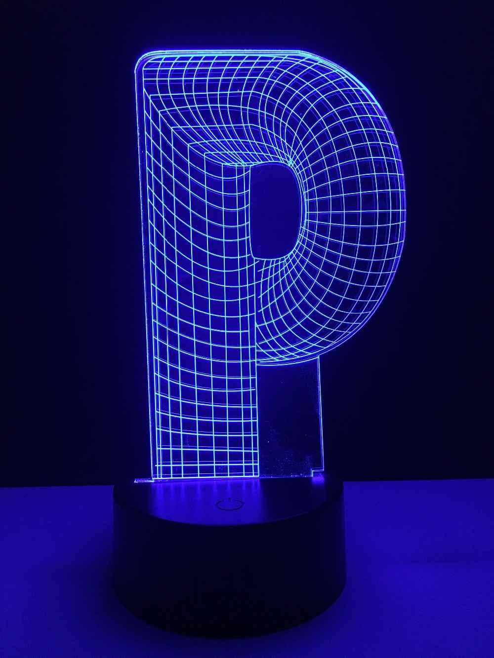 SAHROO 3D Night Light Letter P Illusion Lamp Led 16 Colors Auto ...