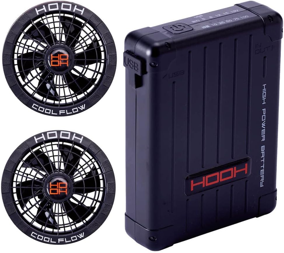 Amazon.co.jp: [村上被服] HOOH 快適ウェア ファン＋19Vバッテリー V1901+V1902 ファンのカラー：20ブラック V19シリーズ : ファッション