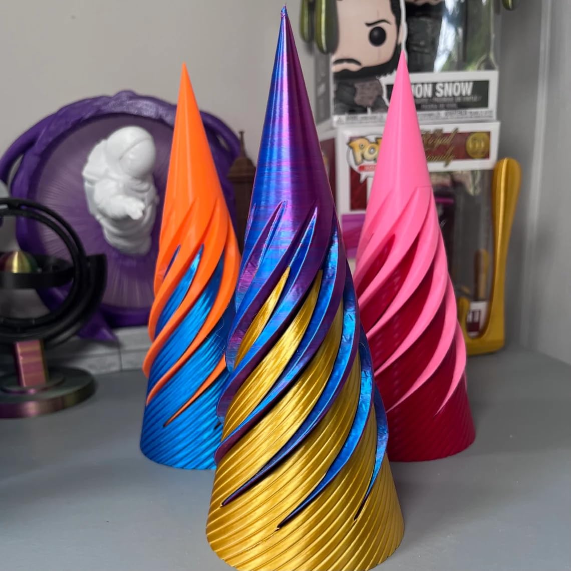 3D Printed Spiral Cone Pyramid Fidget Toy, Rotating Impossible Pyramid ...