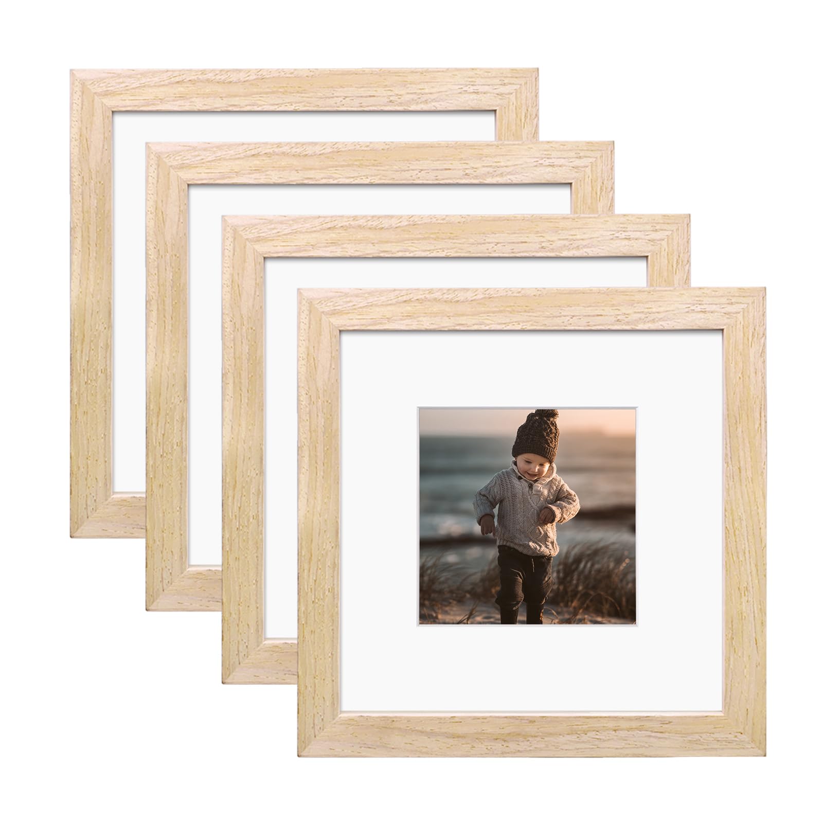 Amazon.com: KINLINK 7x7 Picture Frames Natural Wood Frames with Acrylic ...