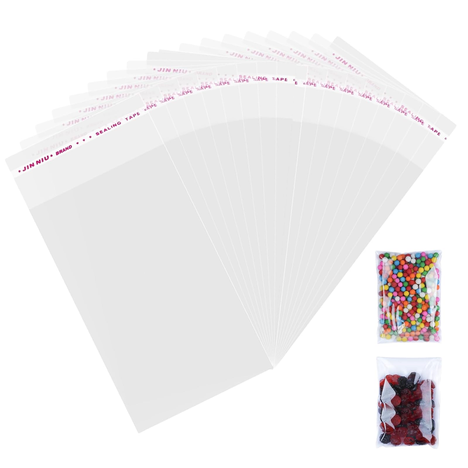 100 Pcs Cellophane Bags, Self-Adhesive Seal Bags, Clear Small Gift Bags ...