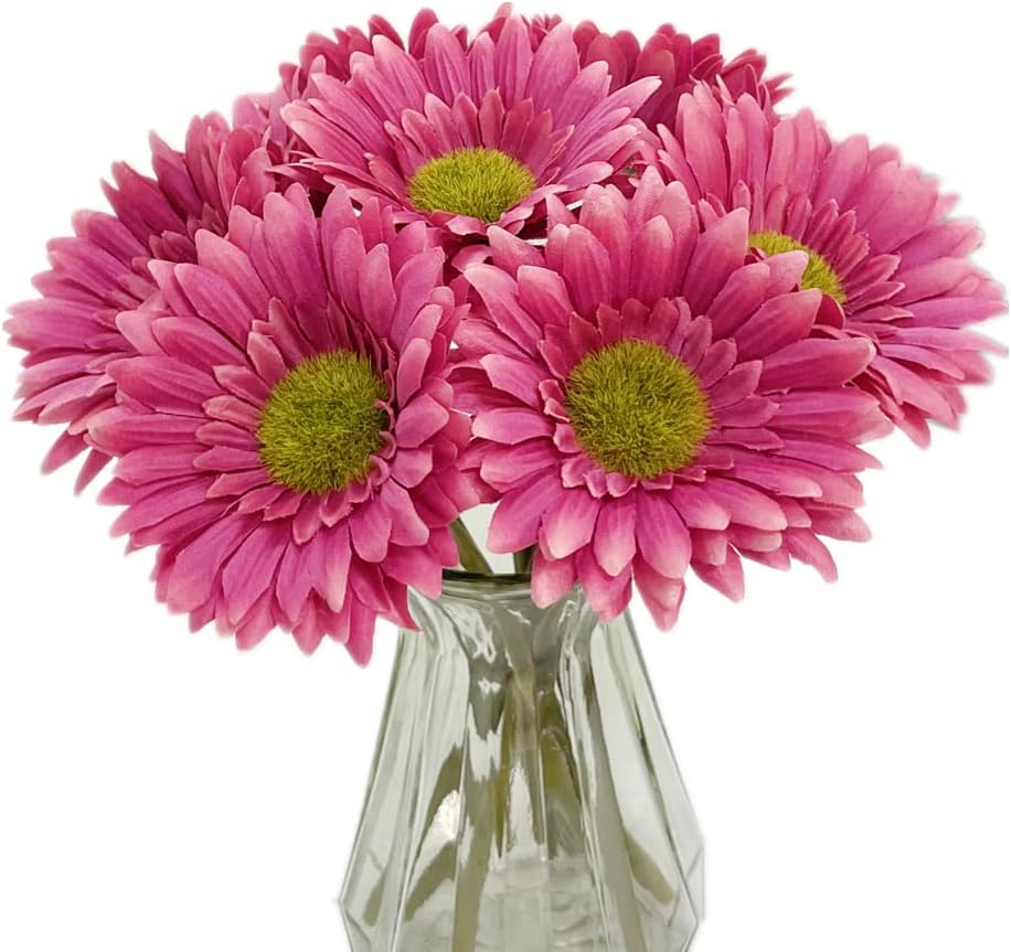 Amazon.com: FOUSUKA 10 Bundles Artificial Daisy Flowers Real Touch PU ...