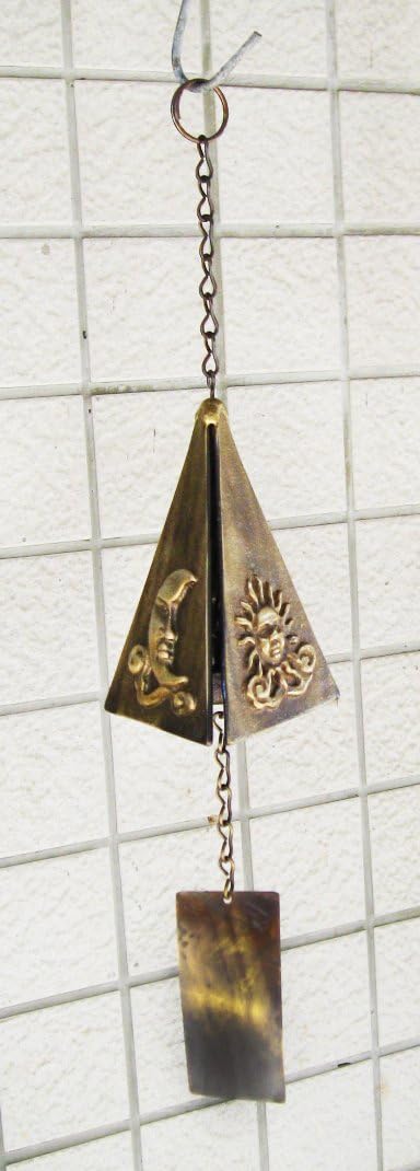 Amazon.com : Solid Brass Decorative Sun Moon Star Triangle Wind Chime ...