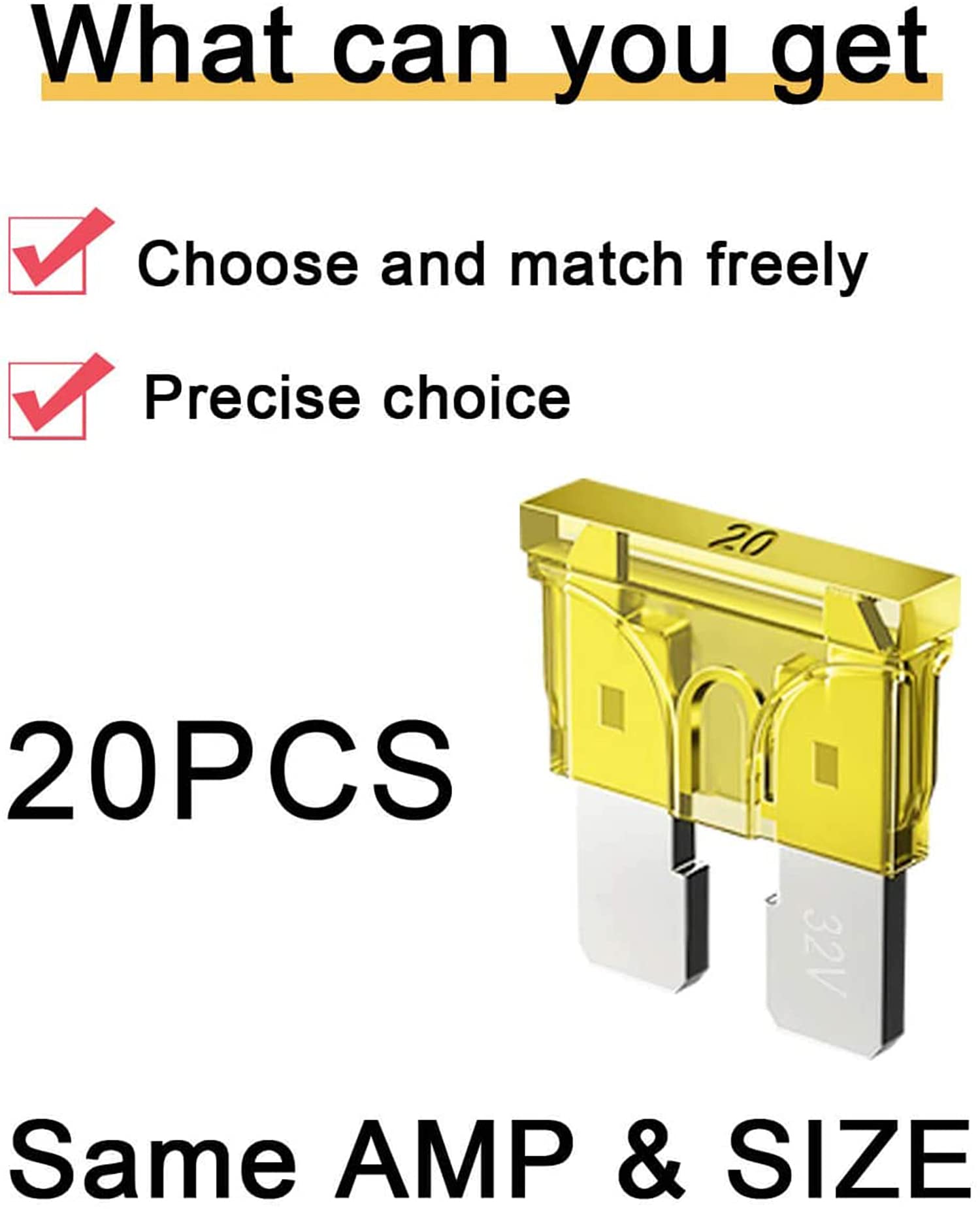 Buy DELFINO Car Fuses, Standard Car Fuses-20 AMP Automotive Fuses(ATO ...