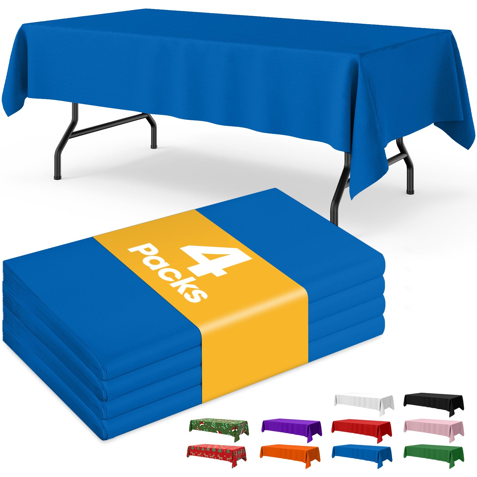 Amazon.com: Niuara Blue Plastic Table Cloth Rectangle Table 4 Pack, 54 ...