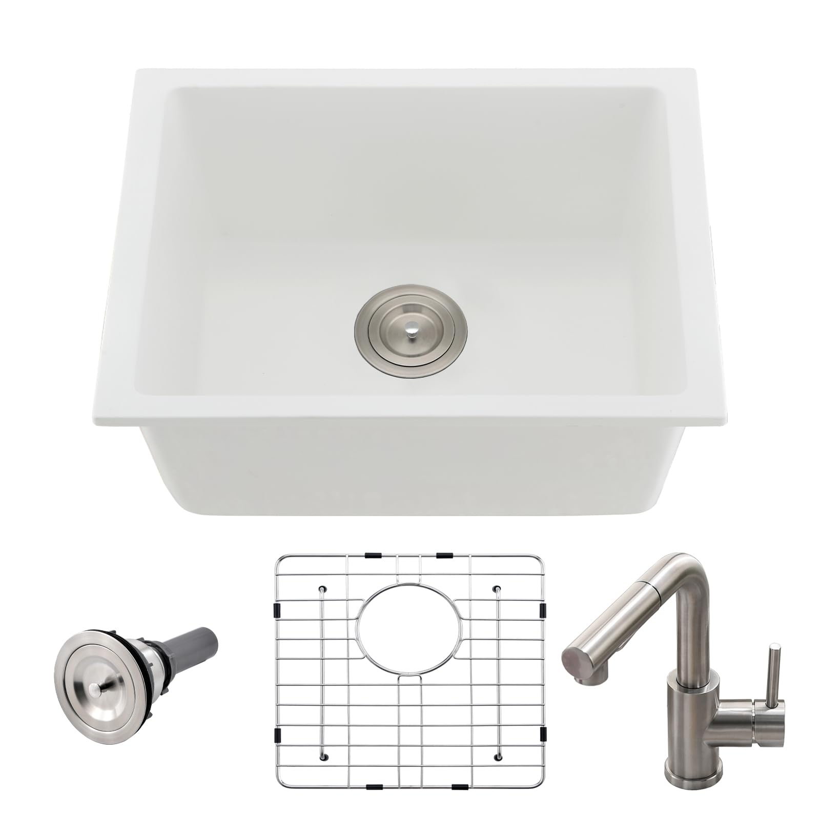 Snapklik.com : 22 Inch White Bar Sink Undermount-Bokaiya 22x17 Quartz ...