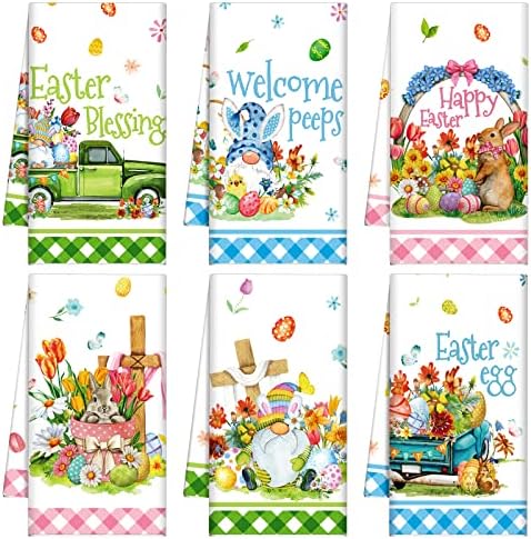 Amazon.com: 6 Pack Easter Kitchen Towels Dish Towels Seasonal Cloth Tea ...