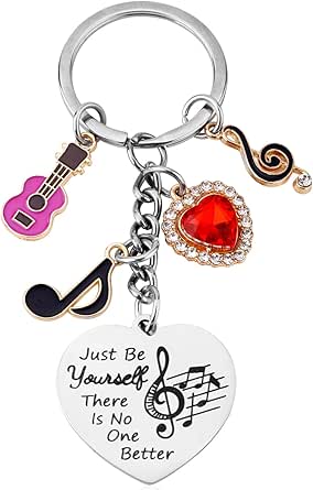BOXOB Inspirational Music Keychains, Just Be Yourself Heart-Shaped Cute ...