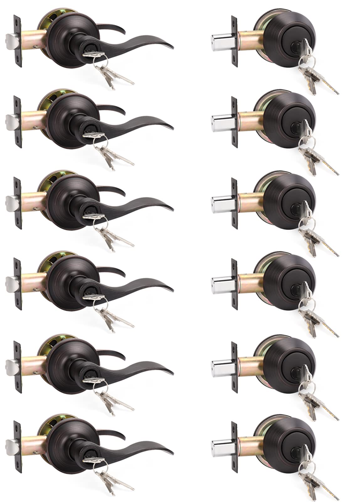 Snapklik.com : KNOBWELL 6 Pack Keyed Alike Entrance Door Lever Door ...