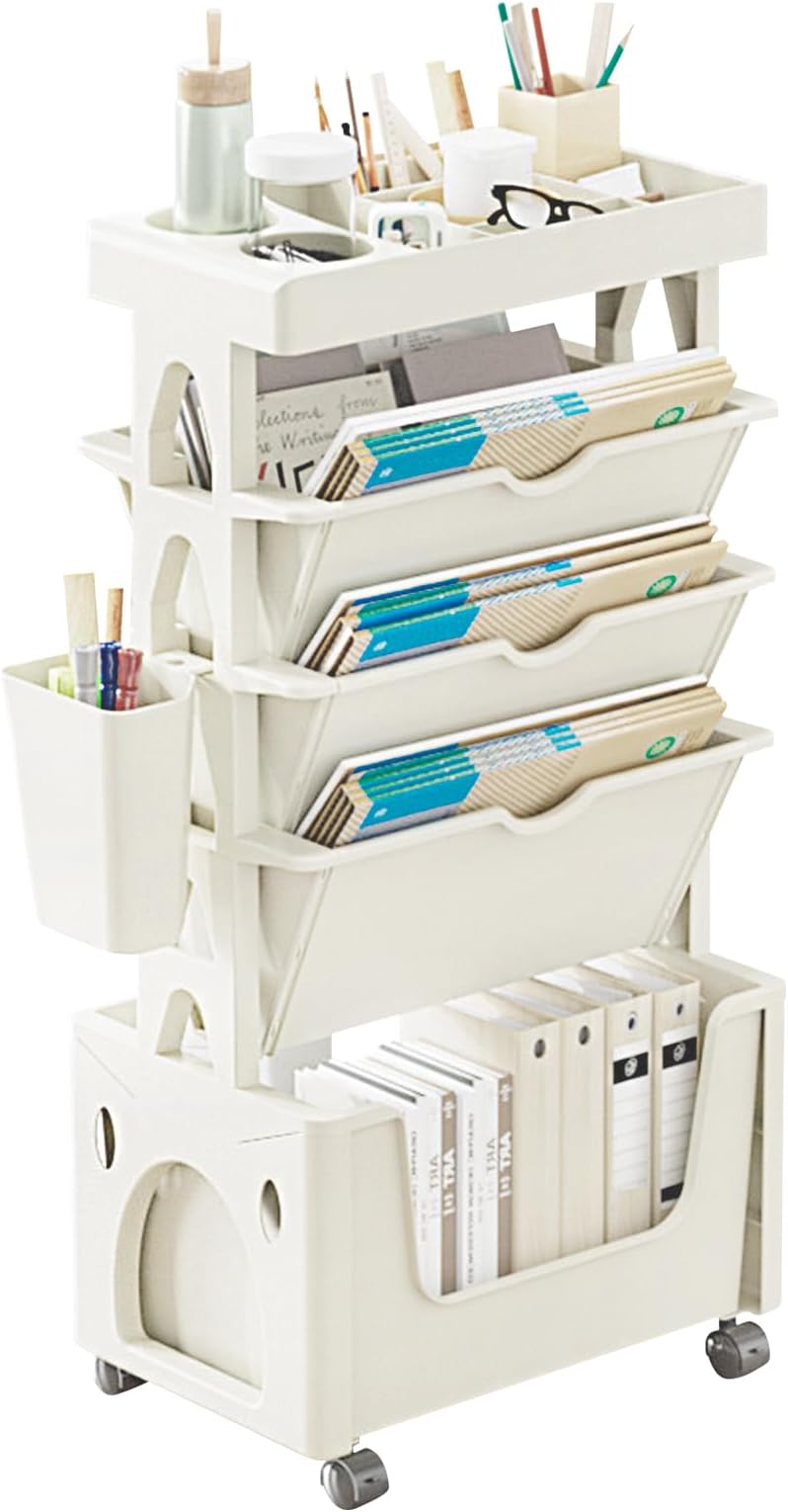 Amazon.com: 6 Tier Rolling Cart,Open Bookcase and Bookshelf,Mobile ...