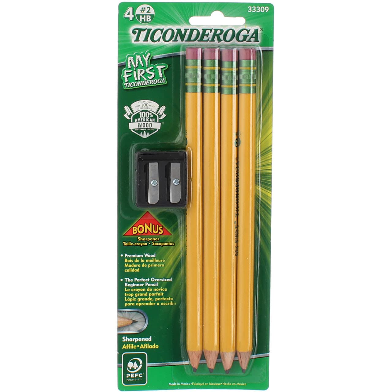 My First Ticonderoga Primary Pencil and Bonus Sharpener- 2 Pk : Amazon.in