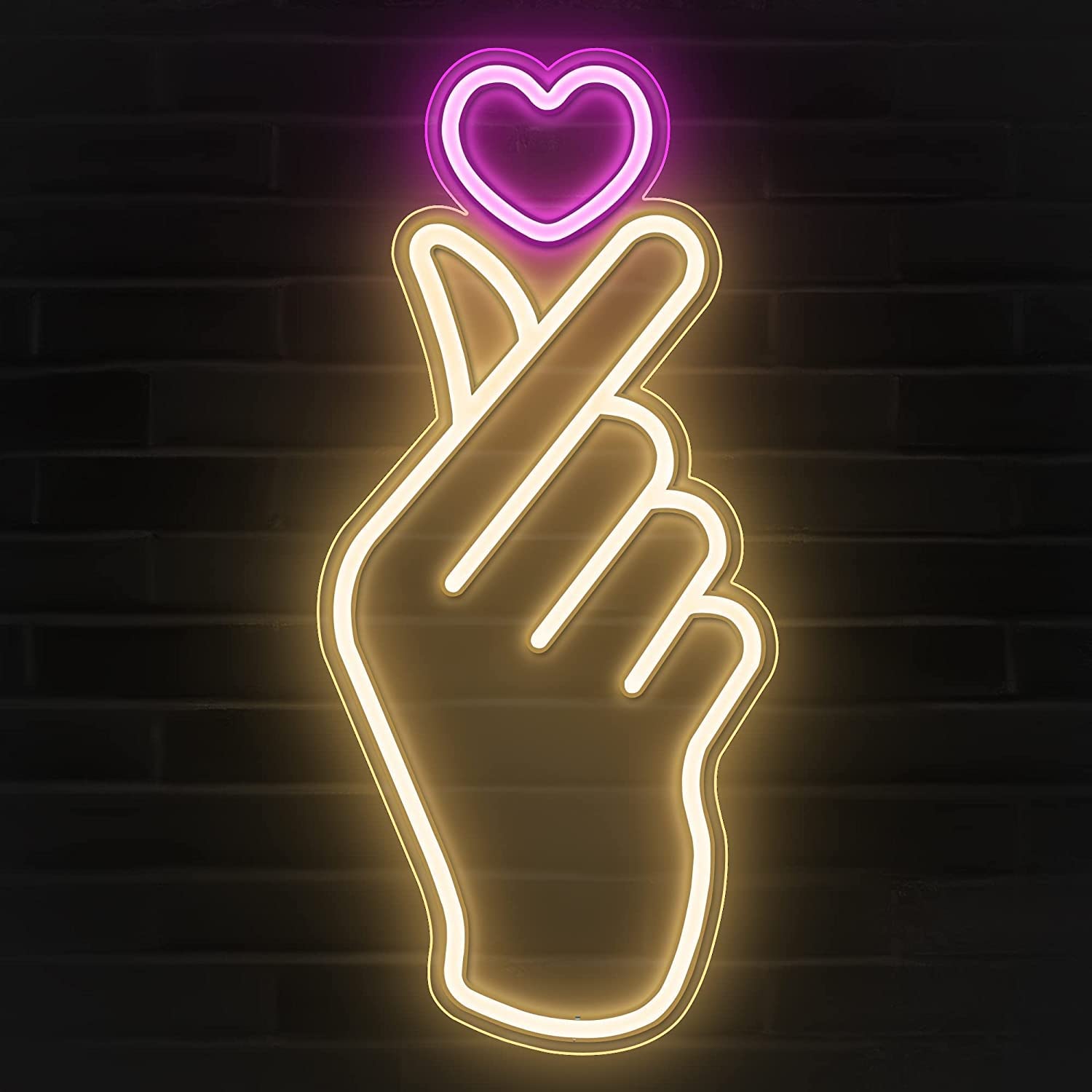 Buy Party Planet Finger Heart Neon Signs - Premium K-Pop Heart Hand Led ...