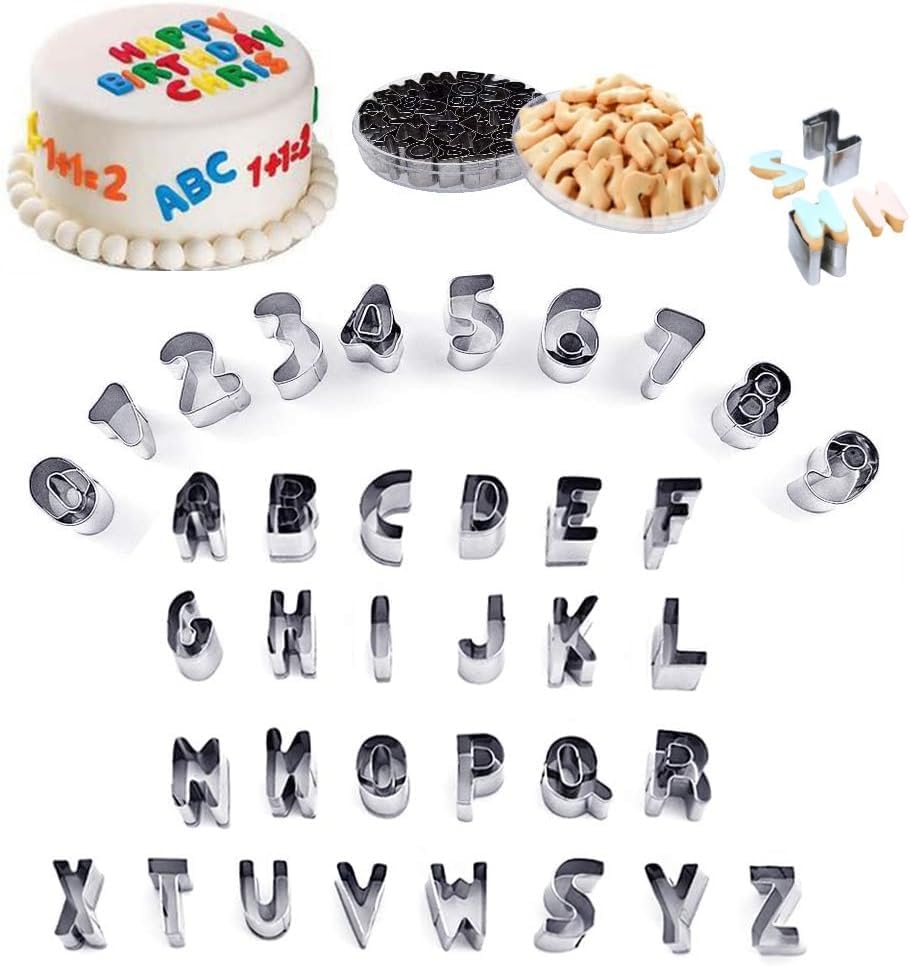 Amazon.com: Mini Alphabet Number Cookie Cutters Sets of 37 Pieces ...