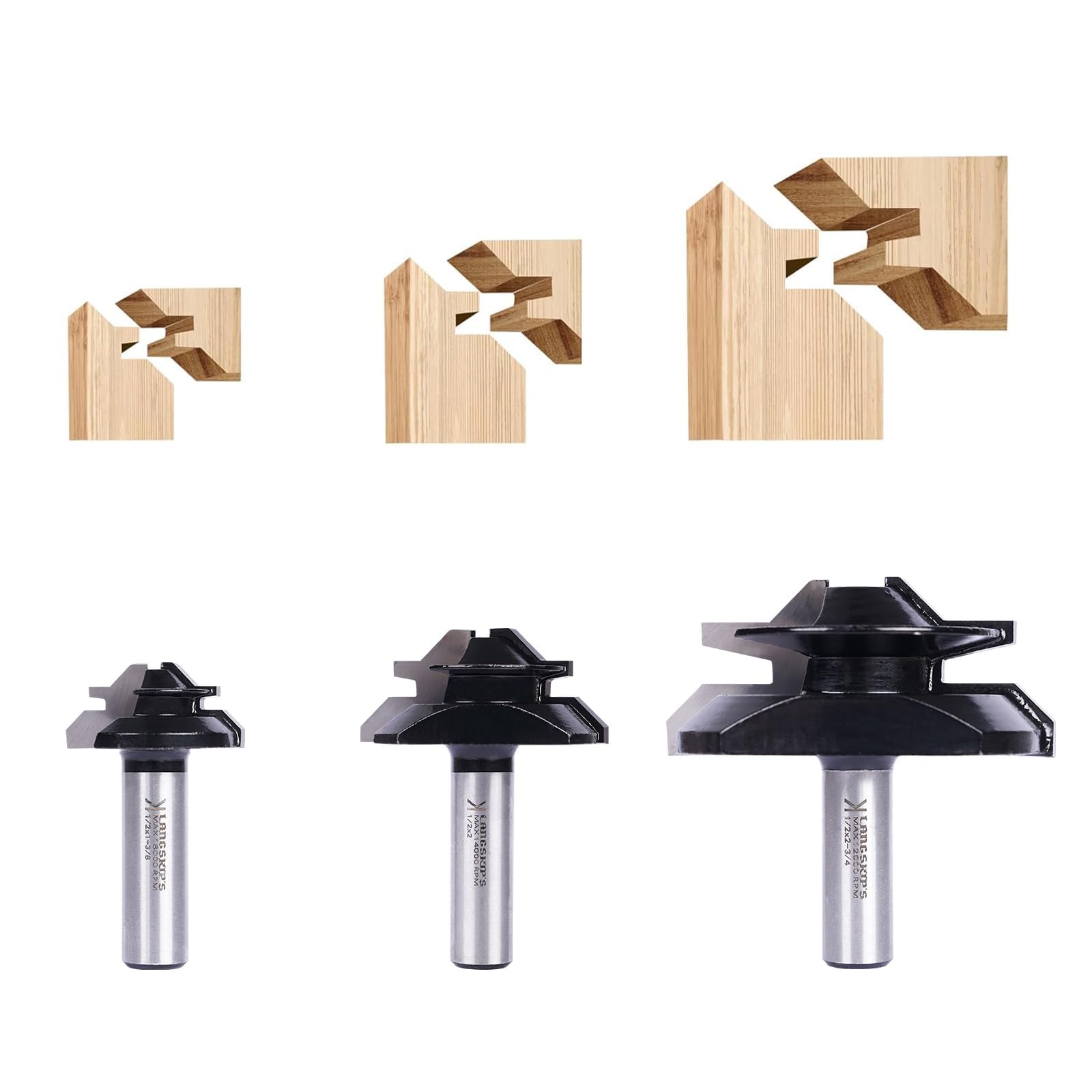 45 Degree Lock Miter Router Bit 1/2 Shank for 1/2”, 3/4”, 1” Cutting ...