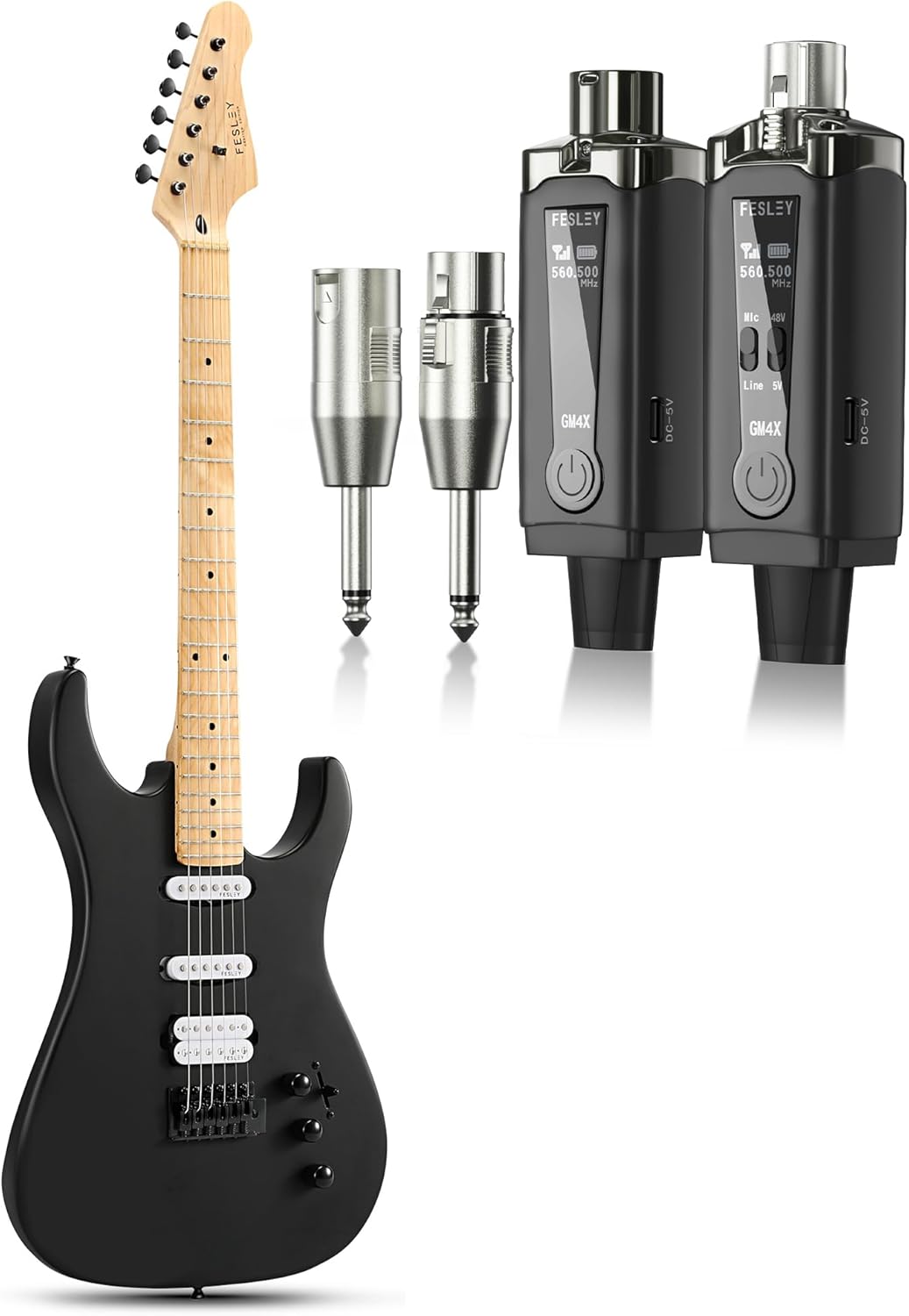 Amazon.com: Fesley 39" Electric Guitar, Full Size Solid Body, HSS 6 ...