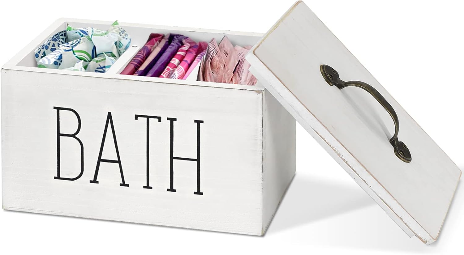 Amazon.com: ugiftt Wood Tampon Organizer for Bathroom, White Decorative ...