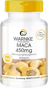 Maca 450mg - 60 Capsules - High Dose & Vegan - Yellow Maca Root Extract ...