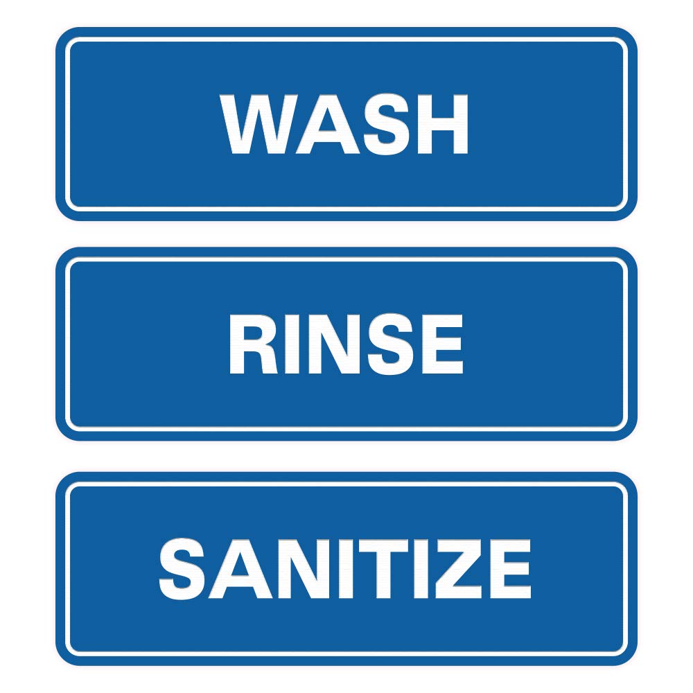 Amazon.com: All Quality Standard WASH RINSE SANITIZE Sign Set of 3 Bay ...