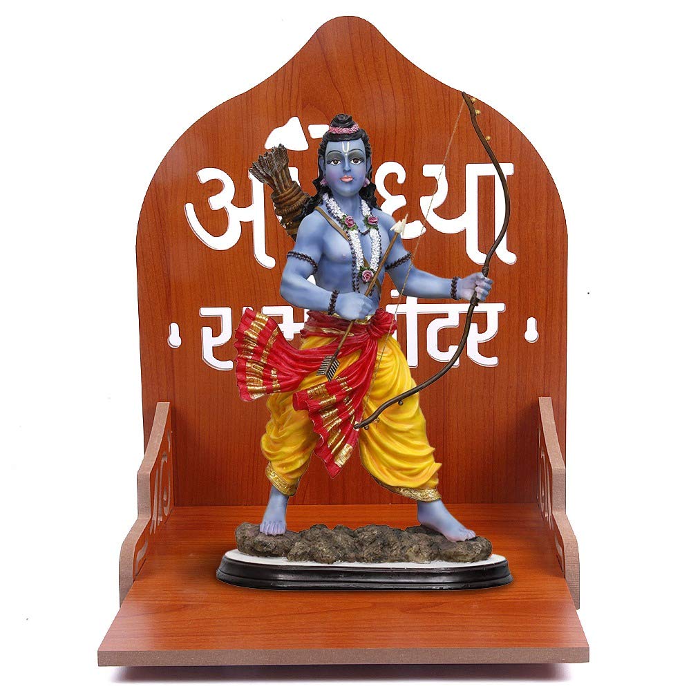 Buy Kelexx Art and Craft Wooden Temple Pooja Mandir with Ayodhya Ram ...