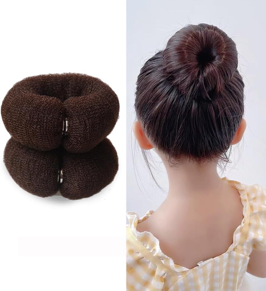 Amazon.com: Yuxung 4 Pcs Satin Hair Bun Donut Satin Hair Bun Maker Dark ...