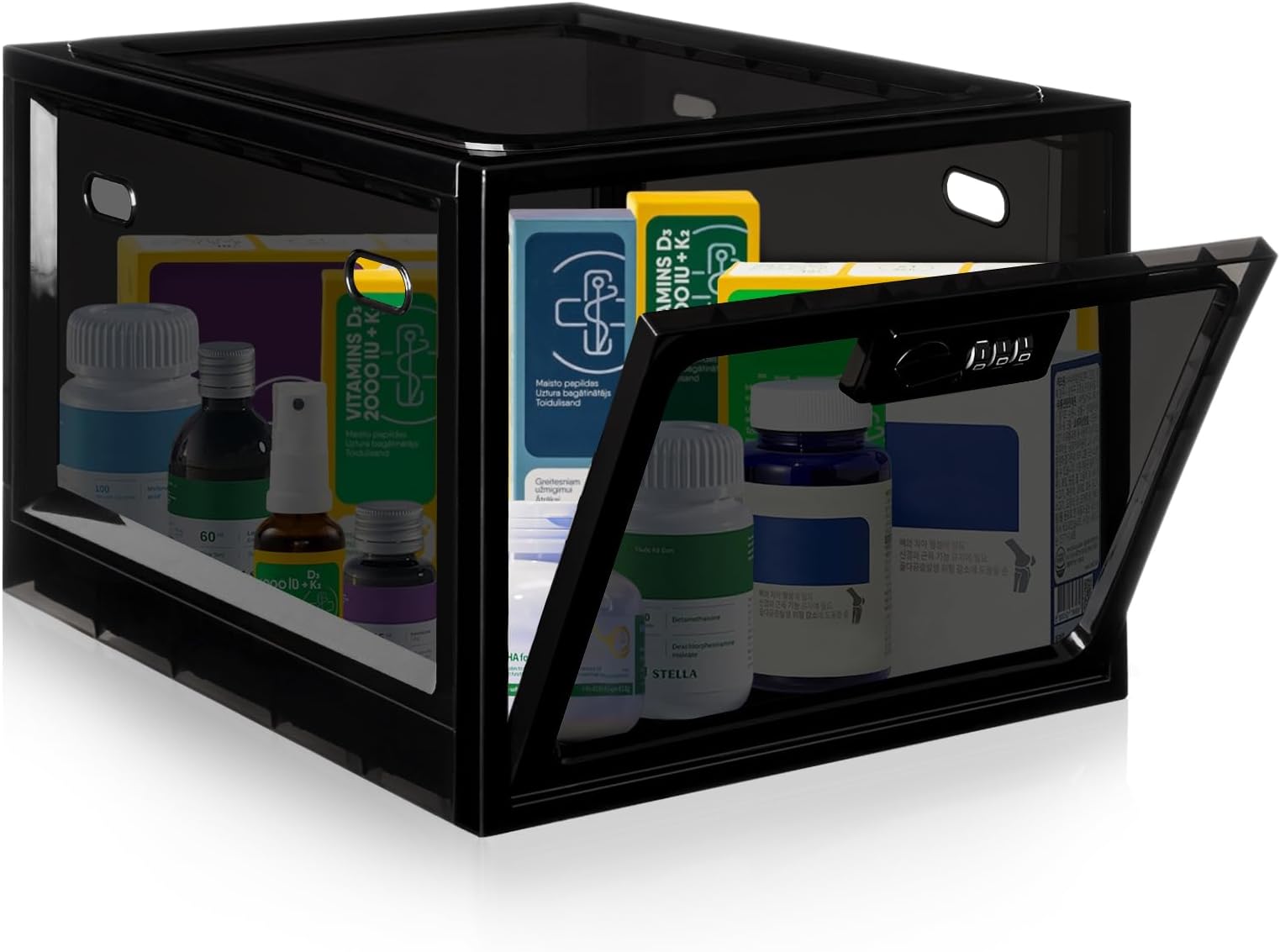 Amazon.com: Juexica 2 Pcs Large Medicine Lock Box Clear Lockable 5 ...