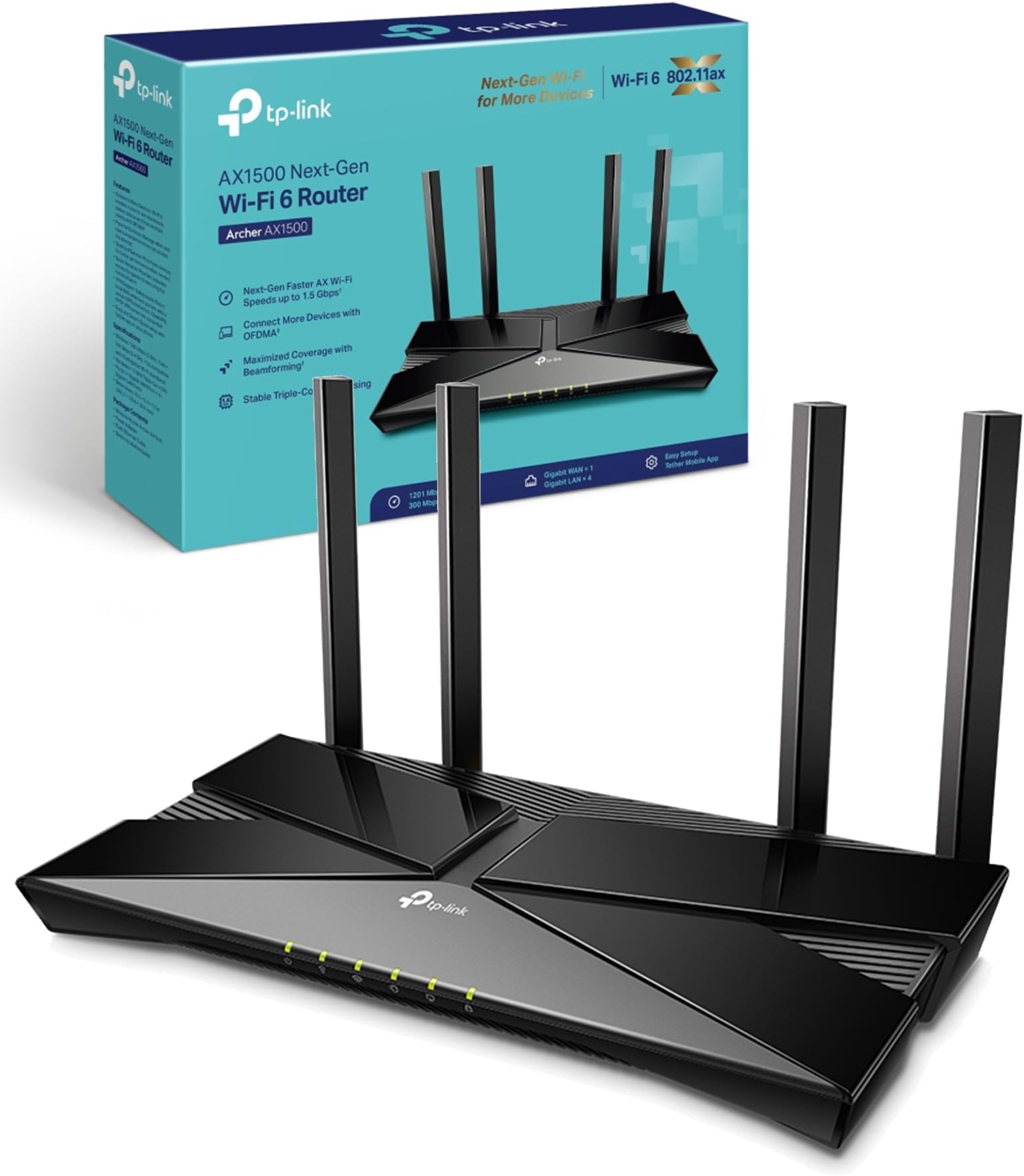 TP-Link Next-Gen Dual-band WiFi 6 Wireless Router, AX1500 Mbps Gigabit ...