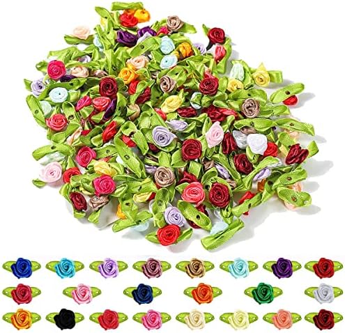 Amazon.com: 200Pcs Mini Satin Ribbon Roses Cute Craft Fabric Roses with ...