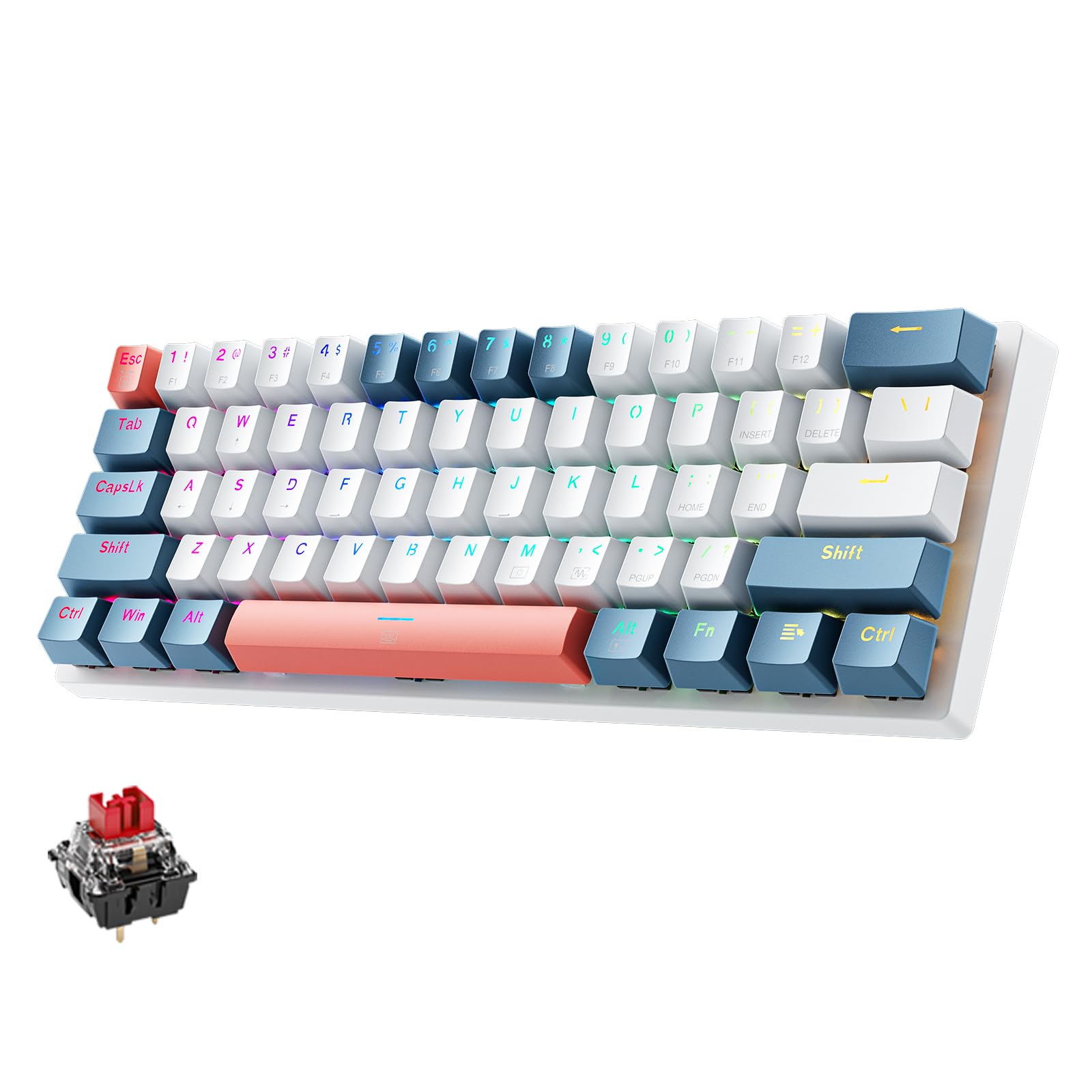 MACHENIKE Gaming Keyboard Red Switch 61 Keys (K500-B61), Mechanical ...