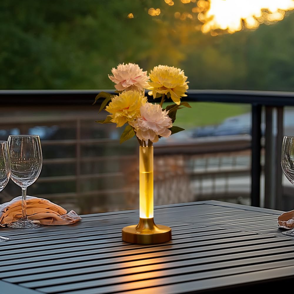 Bojim Gold Flower Lamp, Rechargeable Cordless Dining Table Lamp, 2 ...